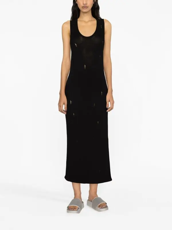 BARROW Distressed Knitted Maxi Dress - Black