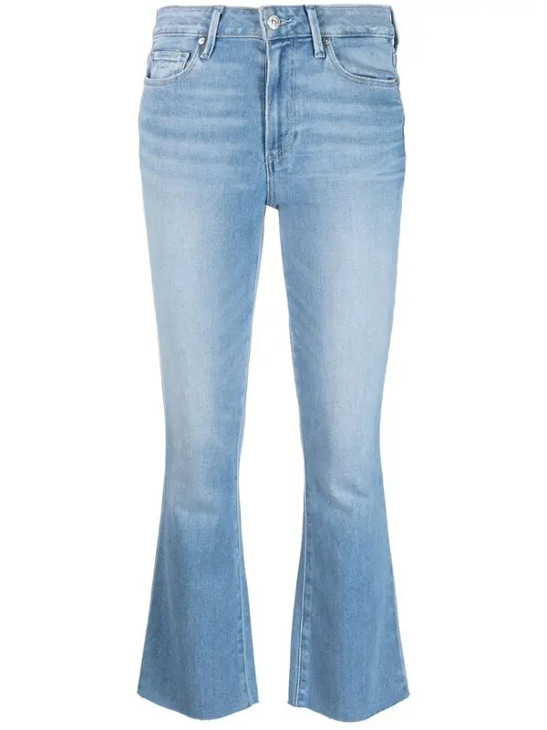 Paige Logo Patch Flared Jeans - Blue