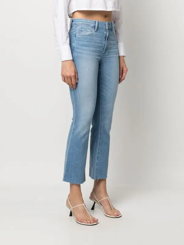 Paige Logo Patch Flared Jeans - Blue