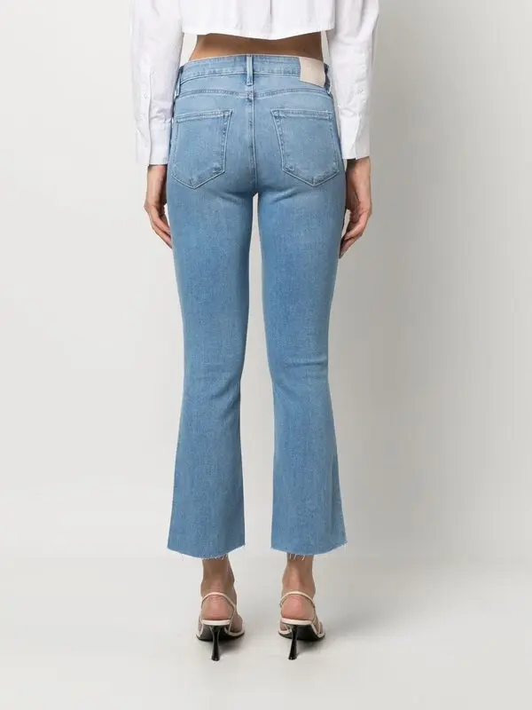 Paige Logo Patch Flared Jeans - Blue