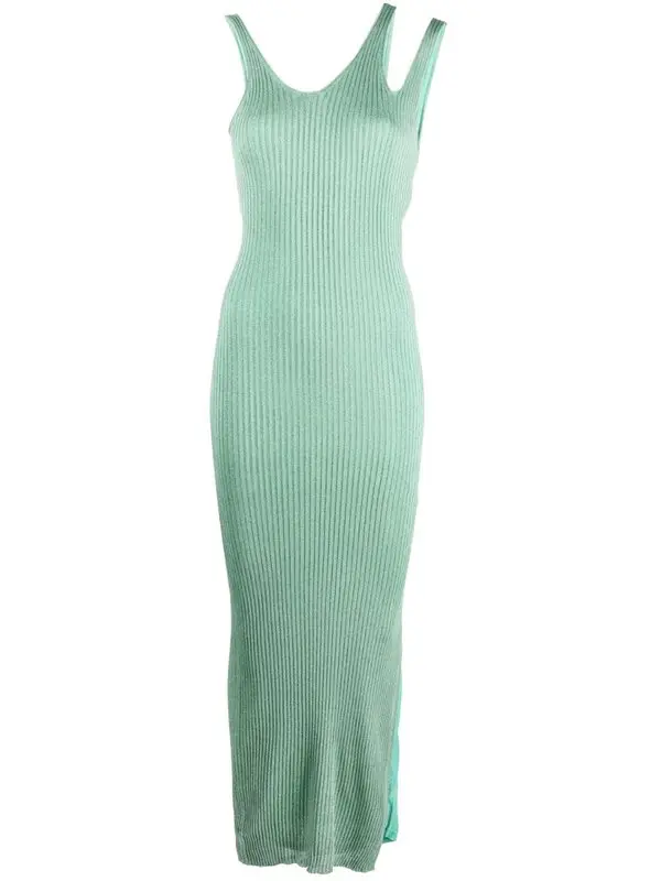 Simkhai Ivette Metallic-rib Midi Dress