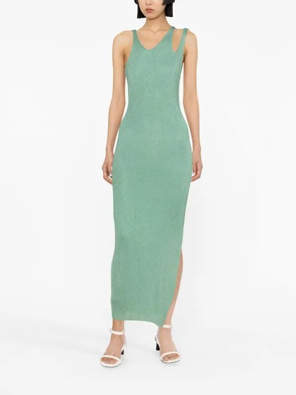 Simkhai Ivette Metallic-rib Midi Dress