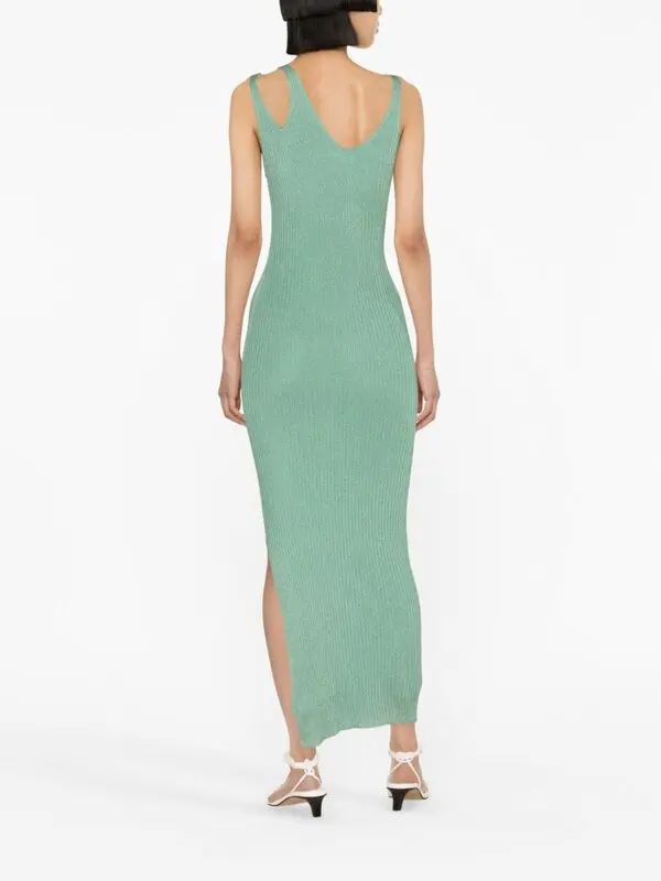 Simkhai Ivette Metallic-rib Midi Dress