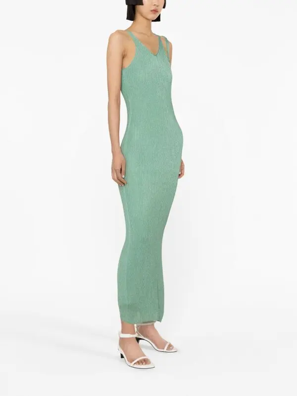Simkhai Ivette Metallic-rib Midi Dress