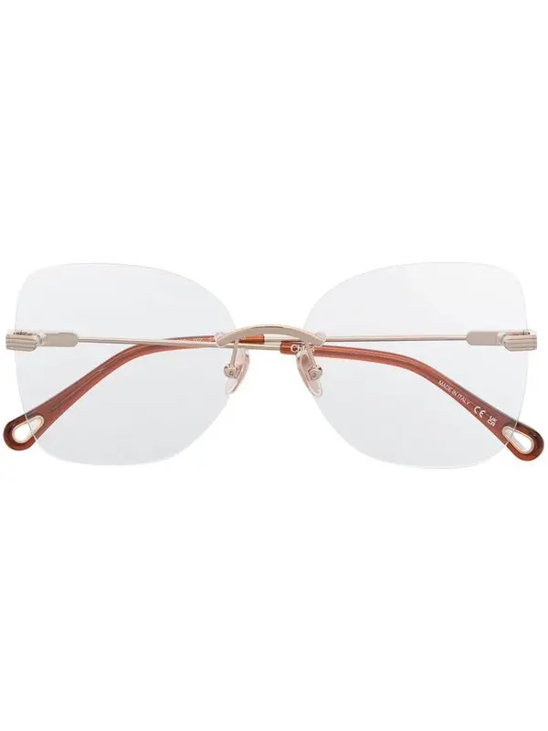 Chloé Rimless Butterfly-frame Glasses - Neutrals