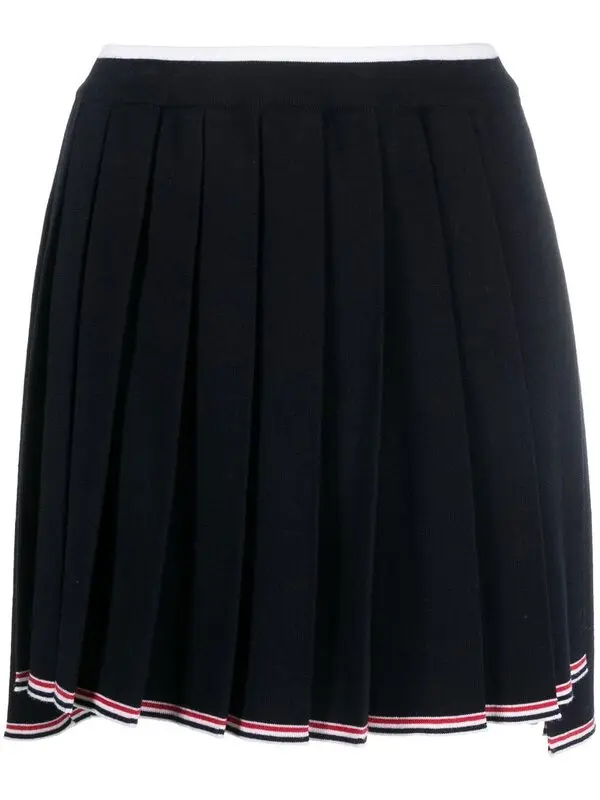 Thom Browne Full Needle Knitted Pleated Skirt - Blue