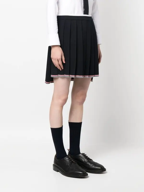 Thom Browne Full Needle Knitted Pleated Skirt - Blue