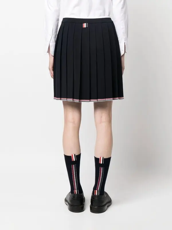 Thom Browne Full Needle Knitted Pleated Skirt - Blue