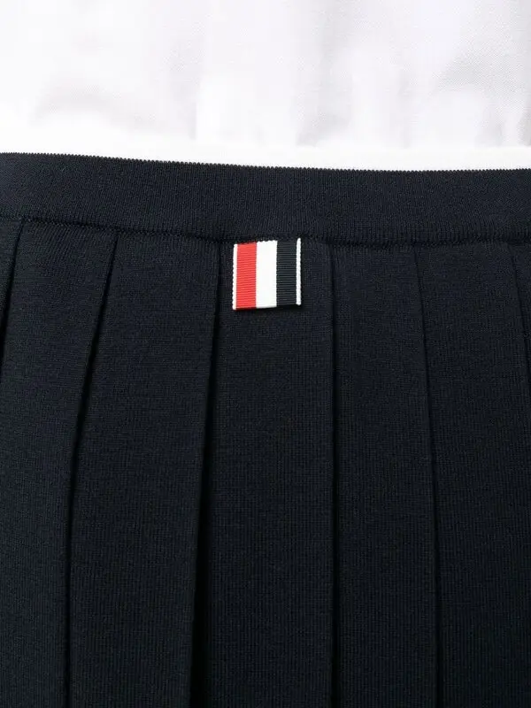Thom Browne Full Needle Knitted Pleated Skirt - Blue