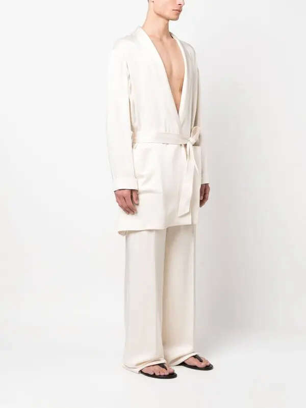 Saint Laurent Belted Satin Mid-length Jacket