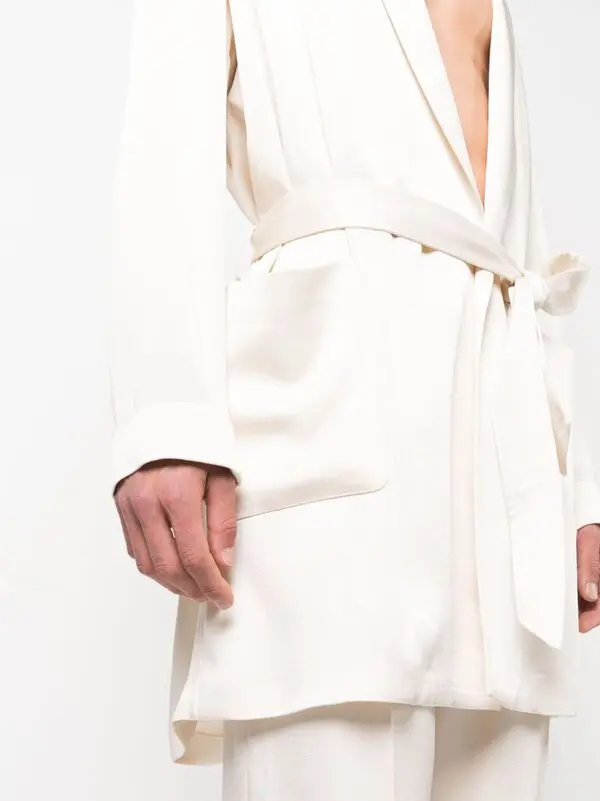 Saint Laurent Belted Satin Mid-length Jacket