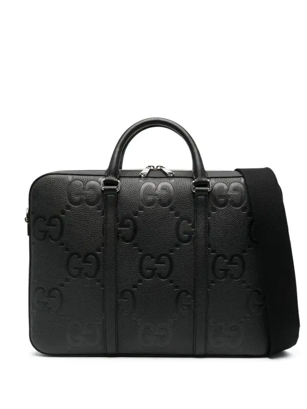 Gucci Jumbo Gg Leather Laptop Bag - Black