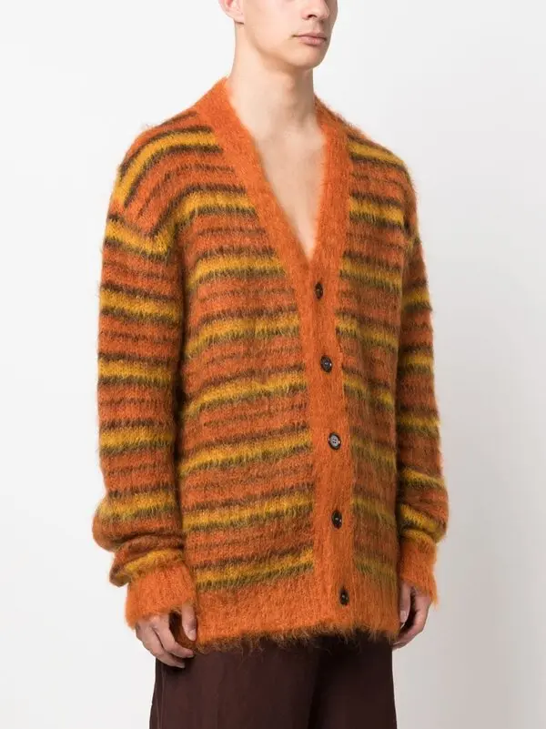 Marni Striped V-neck Cardigan - Orange
