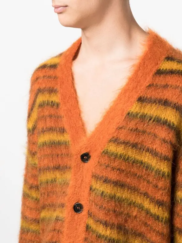 Marni Striped V-neck Cardigan - Orange