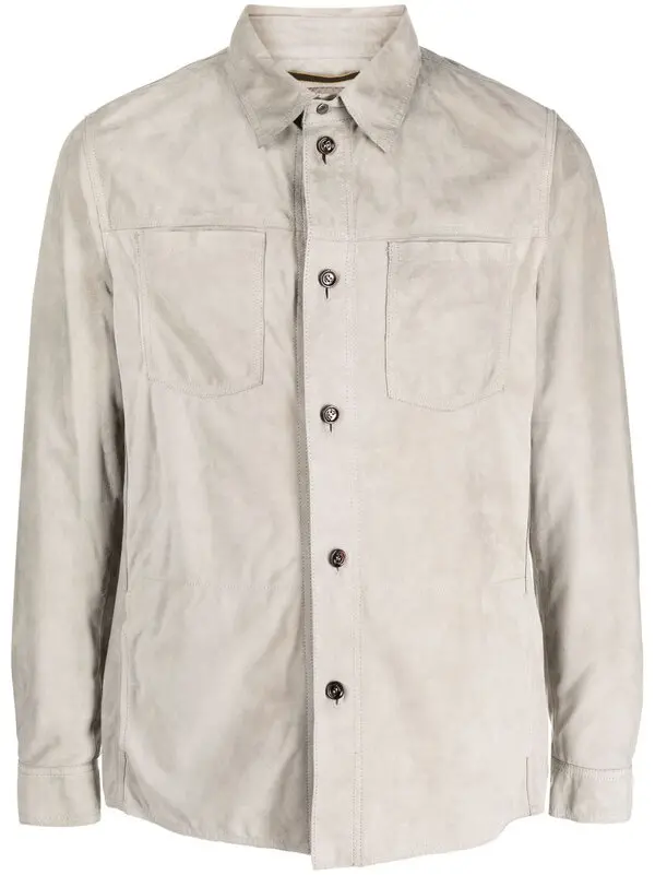 MOORER Long-sleeve Leather Overshirt