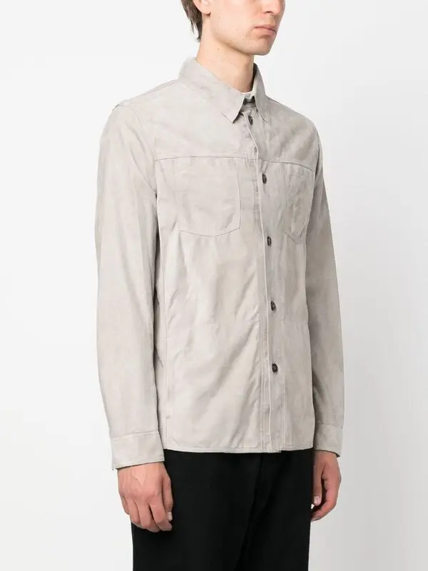 MOORER Long-sleeve Leather Overshirt