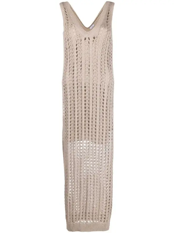 Brunello Cucinelli Dazzling Net-knit Maxi Dress