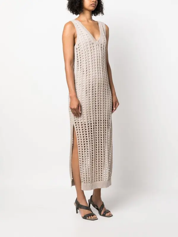 Brunello Cucinelli Dazzling Net-knit Maxi Dress