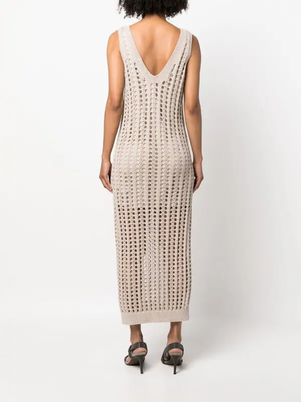 Brunello Cucinelli Dazzling Net-knit Maxi Dress
