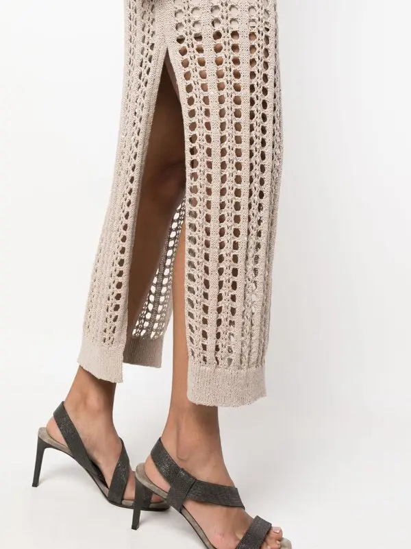 Brunello Cucinelli Dazzling Net-knit Maxi Dress