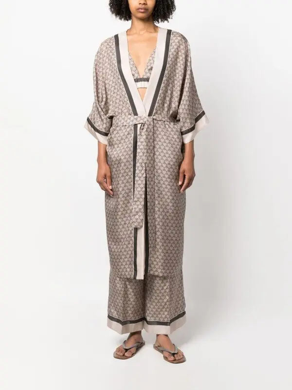 Brunello Cucinelli Geometric-print Silk Wrap Coat