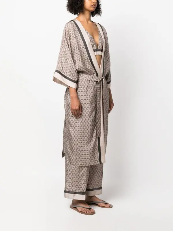 Brunello Cucinelli Geometric-print Silk Wrap Coat