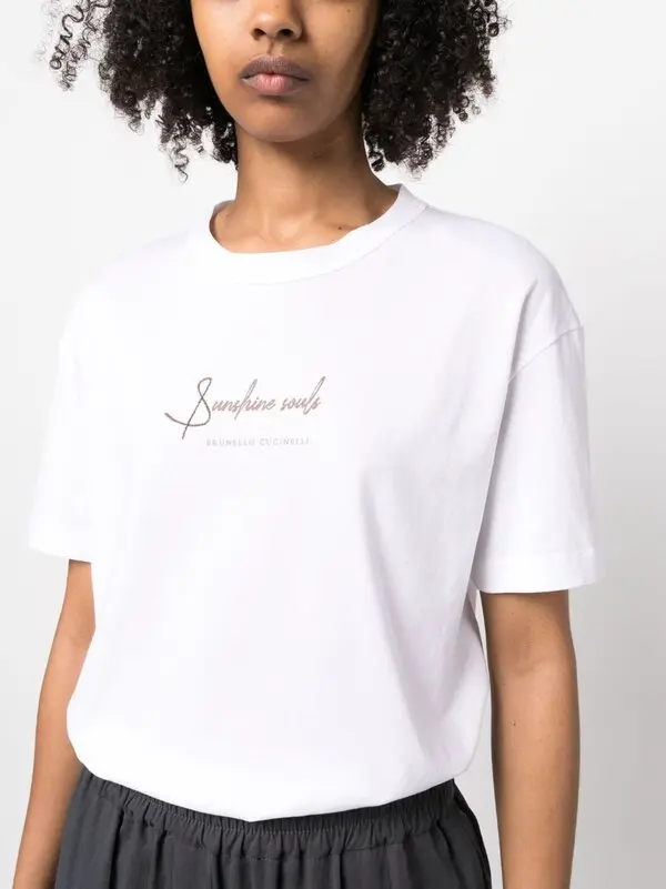 Brunello Cucinelli Slogan-print Cotton T-shirt