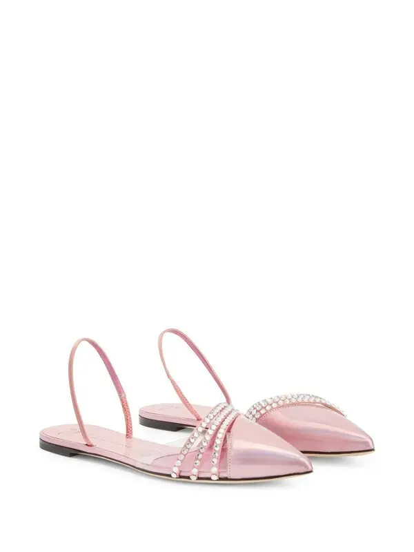 GIUSEPPE ZANOTTI Claralie Rhinestone-embellished Flat Pumps - Pink