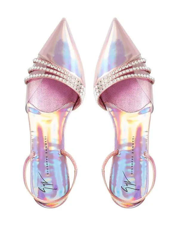 GIUSEPPE ZANOTTI Claralie Rhinestone-embellished Flat Pumps - Pink