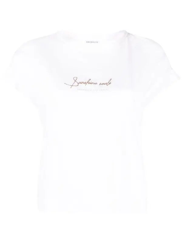 Brunello Cucinelli Slogan-print Cotton T-shirt - White