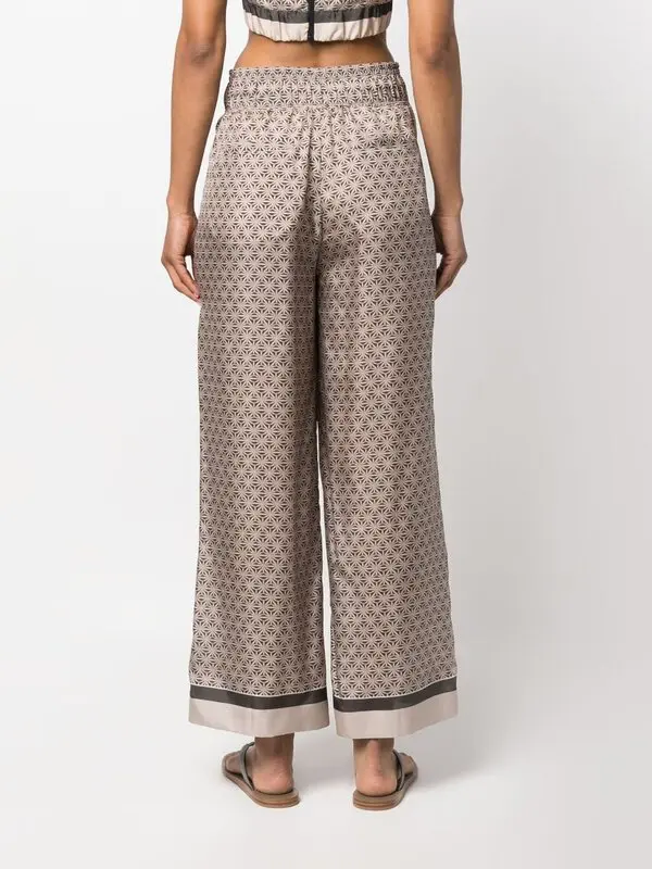 Brunello Cucinelli Printed Cropped Wide-leg Trousers