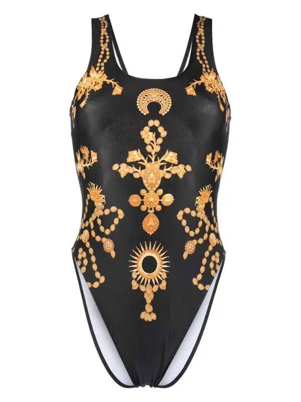 MARINE SERRE Ornament Print Swimsuit - Black