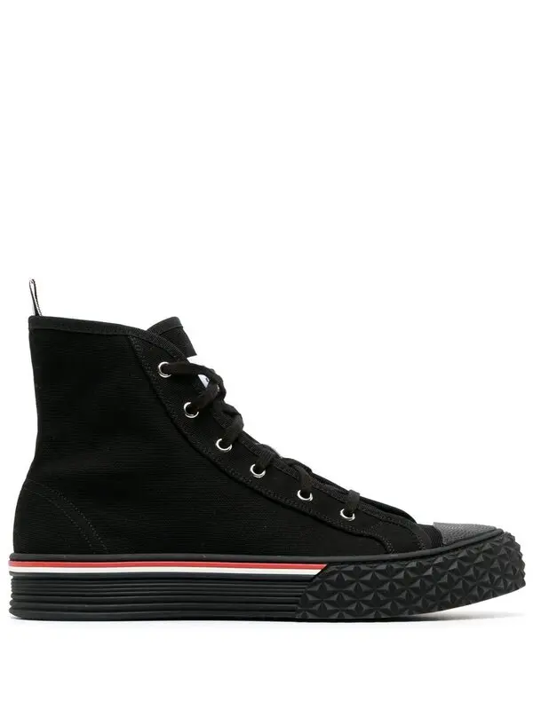 Thom Browne Rwb Stripe High-top Sneakers - Black