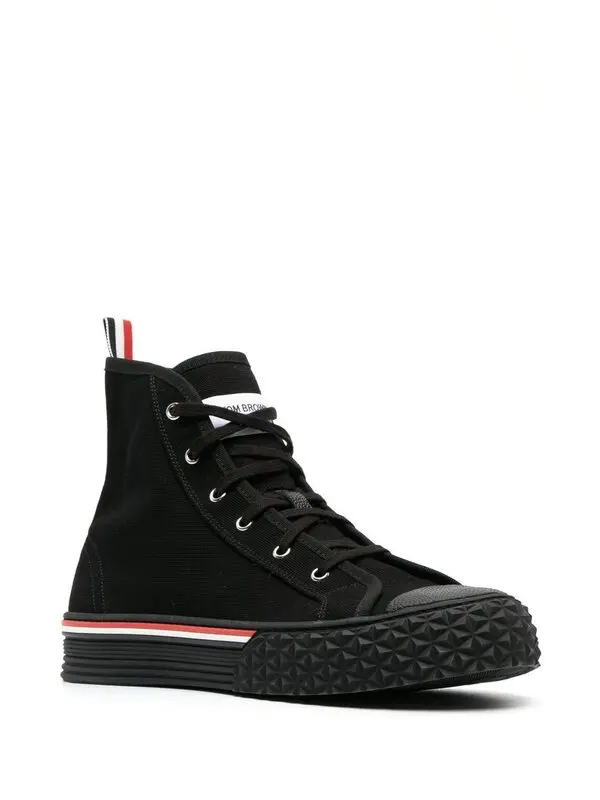 Thom Browne Rwb Stripe High-top Sneakers - Black