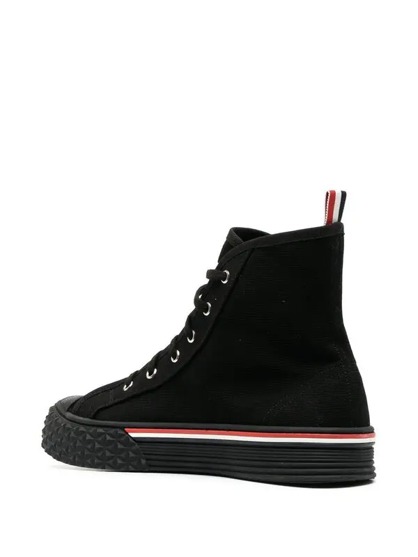 Thom Browne Rwb Stripe High-top Sneakers - Black