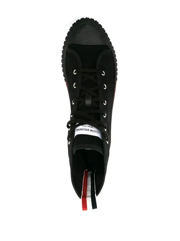 Thom Browne Rwb Stripe High-top Sneakers - Black