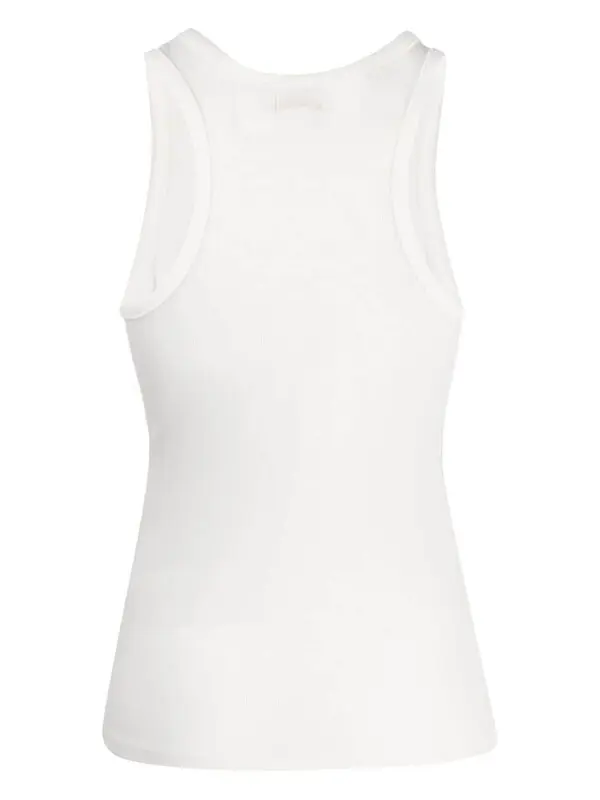 L'Agence Ribbed Round-neck Tank Top - White
