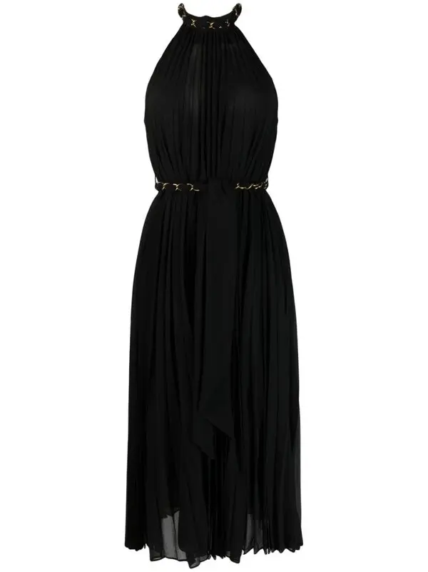 Zimmermann Pleated Halterneck Chain Detail Dress