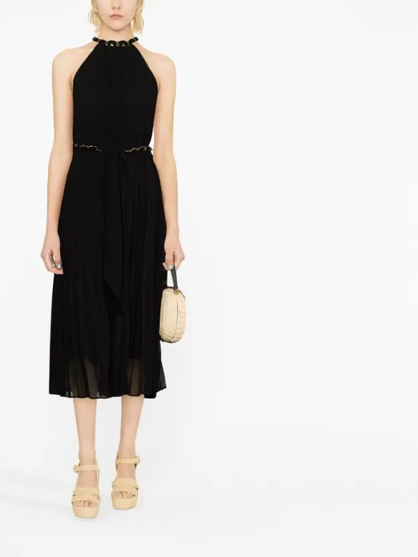 Zimmermann Pleated Halterneck Chain Detail Dress