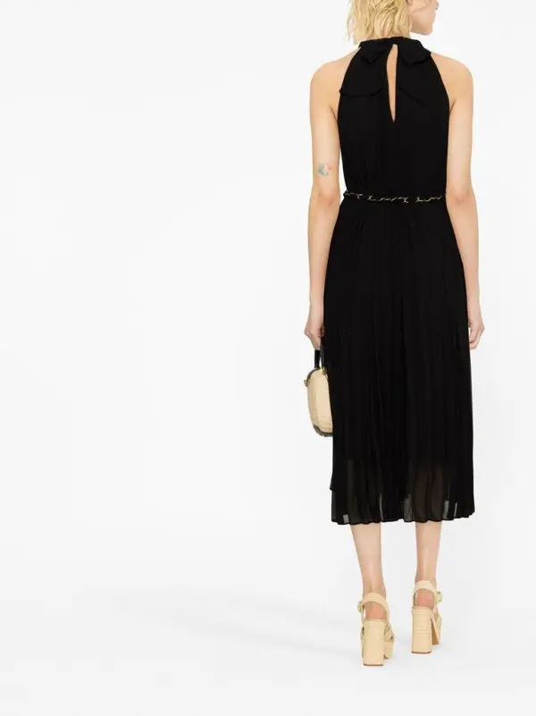 Zimmermann Pleated Halterneck Chain Detail Dress
