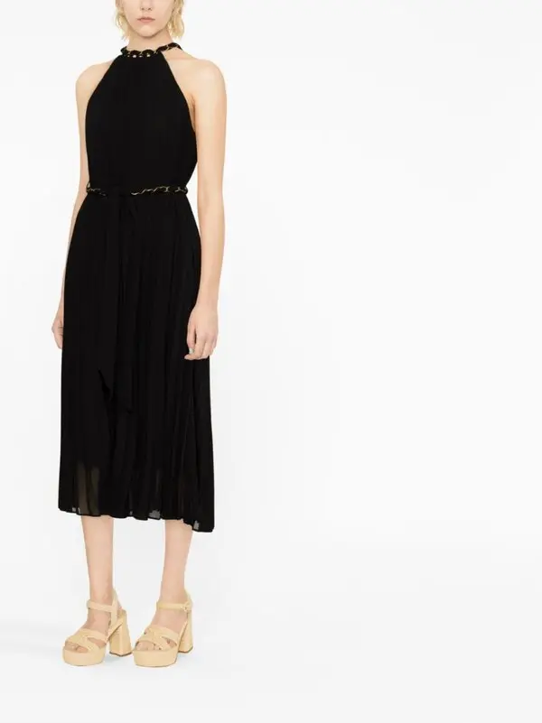 Zimmermann Pleated Halterneck Chain Detail Dress