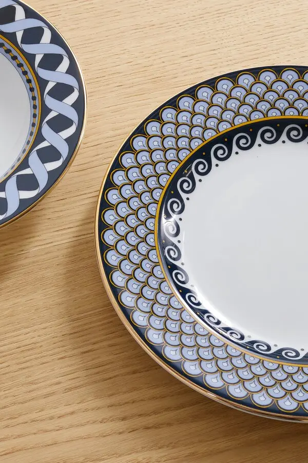 La DoubleJ Set Of Two Gold-plated Porcelain Soup And Dinner Plates