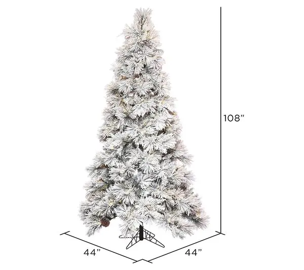 VICKERMAN 9' Flocked Atka Pencil Artificial Chr Istmas Tree Ww