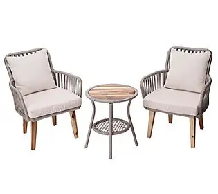 TEAMSON Peaktop 3-piece Wicker Bistro Patio Seating Set - One-color