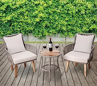 TEAMSON Peaktop 3-piece Wicker Bistro Patio Seating Set