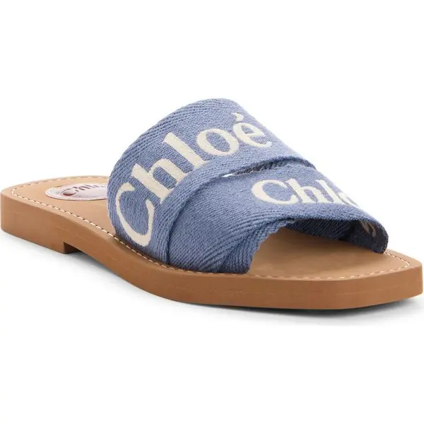 Chloé Woody Slide Sandal - Surfing Blue