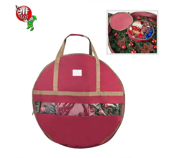 ELF STOR Wreath Storage Container Canvas Bag With Clea R Window