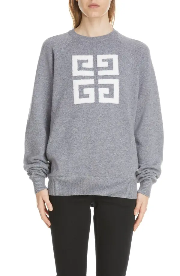 Givenchy 4g Logo Intarsia Bicolor Cashmere Sweater
