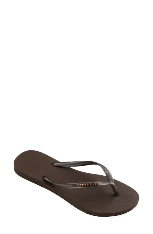 Havaianas Slim Logo Flip Flop - Dark Brown