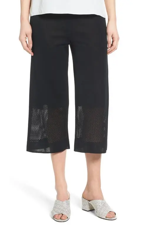 Ming Wang Mesh Inset Cropped Pants